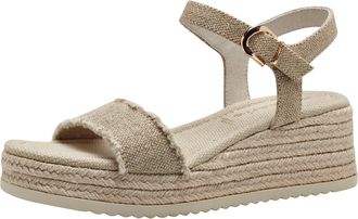Tamaris Damen Plateau Sandalen Textil Vegan Sommer; BEIGE/beige; 41