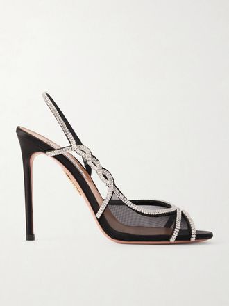 Aquazzura Sandales &Agrave; Brides Arri&egrave;re En R&eacute;sille &Agrave; Cristaux 105 - Noir
