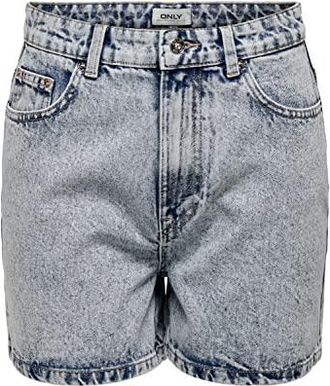 Only Short ONLBAY Life HW Mom DNM NAS589 pour Femme, Denim Bleu Clair, Taille S, Bleu Jeans Clair, S