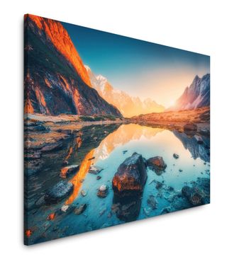 Paul Sinus Art Felsen im Wasser 60 x 90 cm Inspirierende Fotokunst in Museums-Qualität für Ihr Zuhause als Wandbild auf Leinwand in