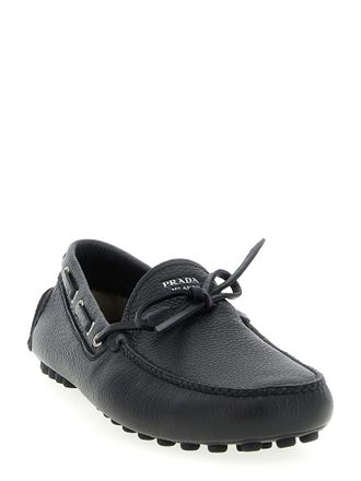 Prada Hammered Leather Loafer - Black