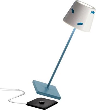 Zafferano Zafferano - Lampe led Poldina Lido Poisson Bleu rechargeable IP65 extérieur, dimmable avec autonomie jusquà 12 heures