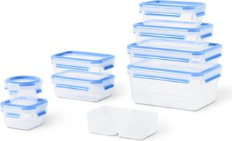 Emsa Clip & Close Frischhaltedosen-Set, 0,15 u. 0,2 u. 2 x 0,55 u. 0,55 (inkl. Einsätze) u. 0,8 u. 1,2 u. 2,2 L, 100 Prozent dicht, spülmaschinen-, gefrier