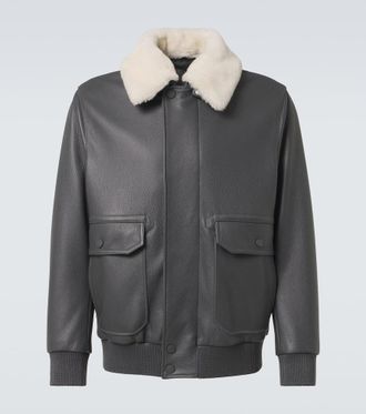 Brioni Bomberjacke aus Leder mit Shearling