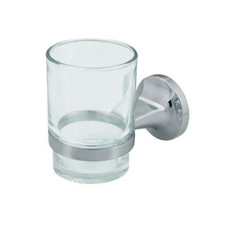 Spirella Becher zum Befestigen, Glas & Stahl, Lagune, verchromt, transparent