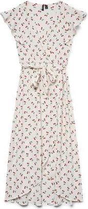 Vero Moda Vmpage Robe Longue enveloppante S/L WVN GA, Blanche-Neige, XS