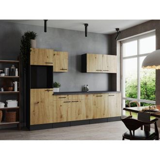 Respekta K&uuml;che K&uuml;chenzeile Leerblock Grau Matt Artisan Eiche Oliver 280 cm Respekta