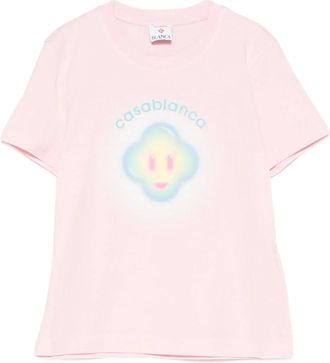 Casablanca Femme, Tops, Rose, Taille: 38 FR T-shirt ajust&eacute; &agrave; manches courtes avec motif Smiley a&eacute;rographe