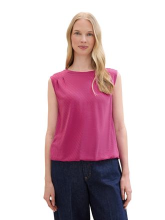 Tom Tailor Damen Basic Blusen-Top mit Struktur, lush orchid, XXXL