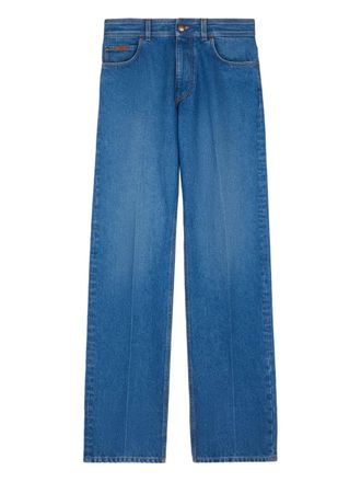 Tod's jean cinq poches à patch en cuir - Bleu