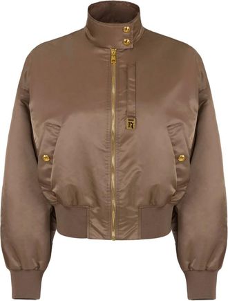 Elisabetta Franchi Femme, Vestes, Brun, Taille: 38 FR Bomber Jacket en tissu nylon