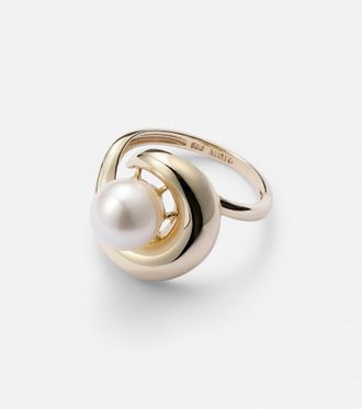 Mateo Bijoux Ring Pearl Curl aus 14kt Gelbgold mit Süßwasserperle