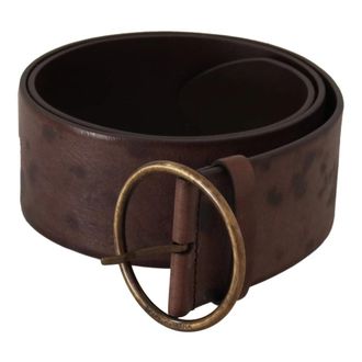 Dolce & Gabbana Breiter Kalbsleder-G&uuml;rtel mit Logo und runder Schnalle - - Accessories - Damen - Braun - ONE SIZE
