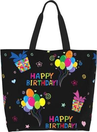 Generic Joyeux Anniversaire, Motif Color&eacute; Sac Fourre-Tout L&eacute;ger Tote Bag Imperm&eacute;able Sac A Main Femme Pour Travail Shopping Gym