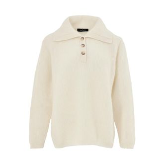 Gran Sasso Maglia Collo Polo a Coste Inglesi - - Knitwear - Damen - Wei&szlig; - XL