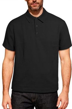 Generic Polo pour homme, manches courtes, col &agrave; revers boutonn&eacute;, tunique d&eacute;t&eacute; formelle, haut de golf, tendance, coupe ample, grande taille, chemise boutonn&eacute;e,