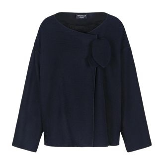 Emporio Armani Femme, Blouses et Chemises, Bleu, Taille: 36 FR Veste Boxy Jacquard