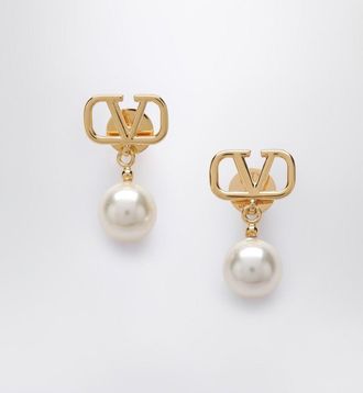 Valentino Garavani Golden VLogo Signature earrings with pearl