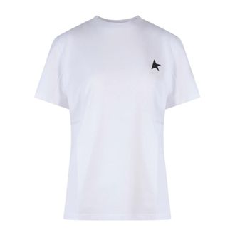 Golden Goose Femme, Tops, Blanc, Taille: 36 FR T-shirt à Manches Courtes et Imprimé Logo