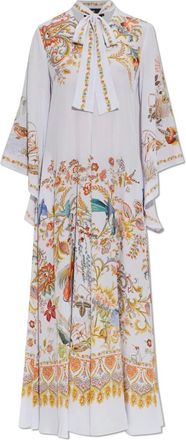 Etro Femme, Robes, Bleu, Taille: 38 FR Longue Robe &Eacute;vas&eacute;e en Soie