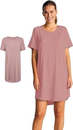 JBS Chemise de nuit &agrave; manches courtes pour femme - Chemise de nuit en bambou et coton bio - Robe de nuit respirante pour femme - Grande chemise douce pour
