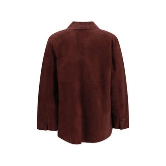 Max Mara Womens Bordeaux Lamb Ovis Aries Leather Jacket Clothing