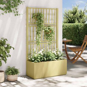 vidaXL vidaXL Bac &agrave; fleurs avec Treillis Vert 80 x 36 x 140 cm PP