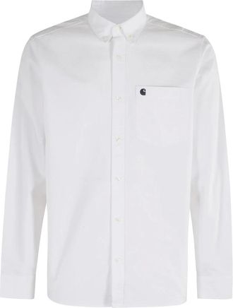 Carhartt Work in Progress Homme, Chemises, Blanc, Taille: XL L/S C-Logo Shirt