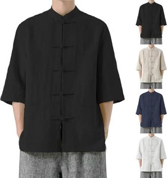 Generic Chemise Kung Fu en coton et lin pour homme - Style traditionnel chinois - Veste &agrave; manches longues - Convient pour le Tai Chi et les occasions culturel