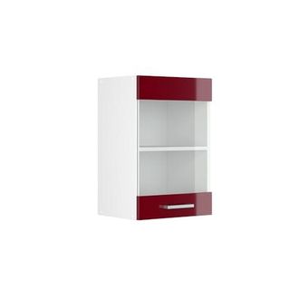 Vicco Armoire Suspendue Universelle R-Line, Rouge Bordeaux Haute Brillance/Blanc, 40 cm avec Porte vitrée