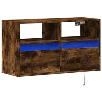 vidaXL Meuble TV mural avec lumi&egrave;res LED ch&ecirc;ne fum&eacute; 80x31x45 cm vidaXL