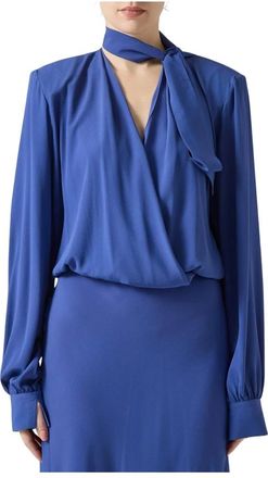 Federica Tosi Femme, Blouses et Chemises, Bleu, Taille: 38 FR Blouse en m&eacute;lange de soie