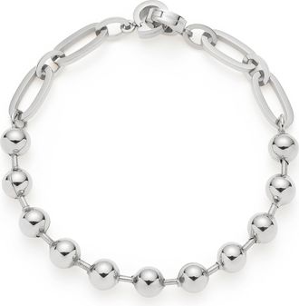 Leonardo Armband Dotty - Arm-Kette aus silberfarbenem Edelstahl - kräftigen Kugeln mit stilvollen Stegen - 19 cm Länge - Schmuck Geschenk für Frauen - 024924