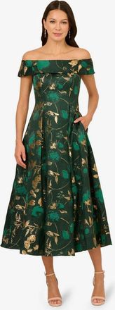 Adrianna Papell Abendkleid Off Shoulder Midi Dress Tailliert, figurbetont, elegant