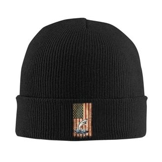 Generic Bonnet en Tricot P&ecirc;che &Agrave; La Truite avec Drapeau Am&eacute;ricain Respirant Chapeau Tricot&eacute; Mode Bonnet Hiver pour Shopping D&eacute;contract&eacute;e Ski