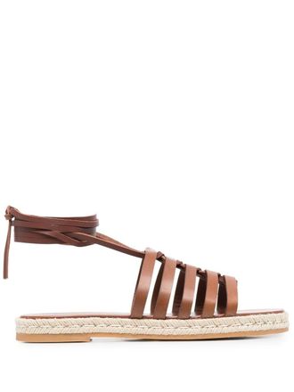 Tod's sandales en cuir &agrave; brides - Marron