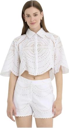 Charo Ruiz Ibiza Femme, Blouses et Chemises, Blanc, Taille: 42 FR Chemise ajour&eacute;e Emmie