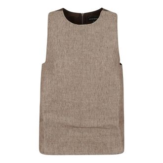 Emporio Armani Femme, Tops, Beige, Taille: 38 FR Top en toile de lin &eacute;pais