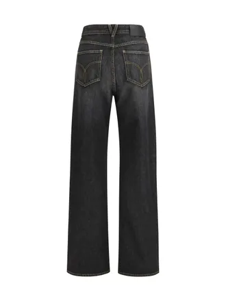 Versace Womens Straight Jeans With Studs Black Cotton