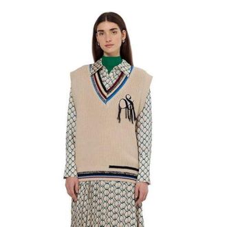 Scotch & Soda Gilet &agrave; Rayures tricot&eacute;es pour Femme, Calico Clair, S