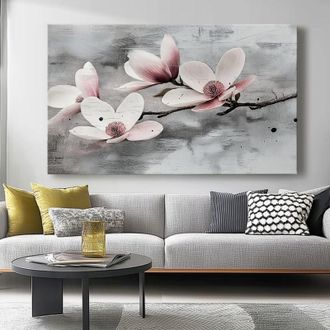 Generic Bild auf Leinwand 150L x50B cm Schlafzimmer Home Deko Wohnung Blumen, Magnolie, Retro Bild Wohnzimmer Fotoleinwand Wall Decor Kunstdruck Leinwand Post