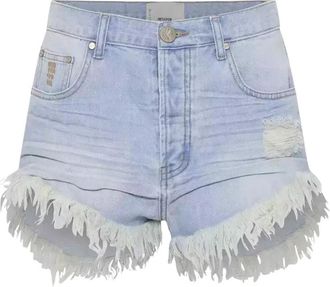 One Teaspoon Femme, Shorts, Bleu, Taille: W27 Short en jean avec ourlets effiloch&eacute;s