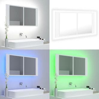 vidaXL LED-Bad-Spiegelschrank Wei&szlig; 90x12x45 cm Acryl - LED-Spiegelschrank - Badezimmerspiegel - Acrylspiegel - Wei&szlig;es M&ouml;belst&uuml;ck - Aufbewahrungsschrank