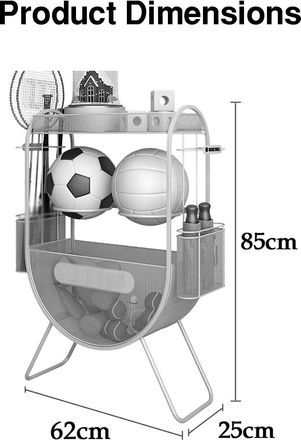 Generic Hochleistungs-Tennisschl&auml;ger-Aufbewahrungsregal, Bodenstehender Badmintonschl&auml;gerhalter Mit Aufbewahrungskorb, Pr&auml;sentationsregal for Sportger&auml;te, 100