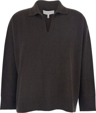 Antonelli pull côtelé à col v - Marron