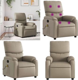 vidaXL Massagesessel Cappuccino-Braun Kunstleder - Massage Sessel - Relaxsessel - TV-Sessel - Bequeme Lounge - Lederlook - Home & Living