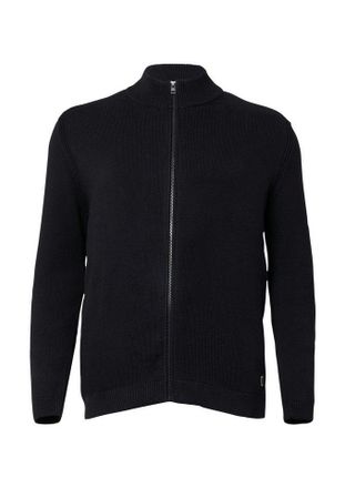 s.Oliver Cardigan Strickjacke Baumwoll-Strickjacke mit Stehkragen und Logo-Patch