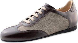 Werner Kern Positano 28062 Baskets de danse pour homme en cuir marron/toile beige Talon compens&eacute; de 1,5 cm Semelle en daim Fabriqu&eacute; en Italie, marron, 42 EU