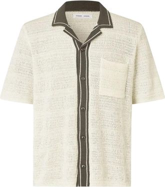 Sams&oslash;e & Sams&oslash;e Homme, Chemises, Beige, Taille: L Percy Knitted Short Sleeve Shirt