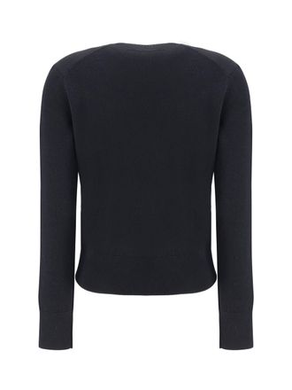 Ami Womens Ami De Coeur Sweater Noir-Rouge Merino Wool Ovis Aries Noir/rouge